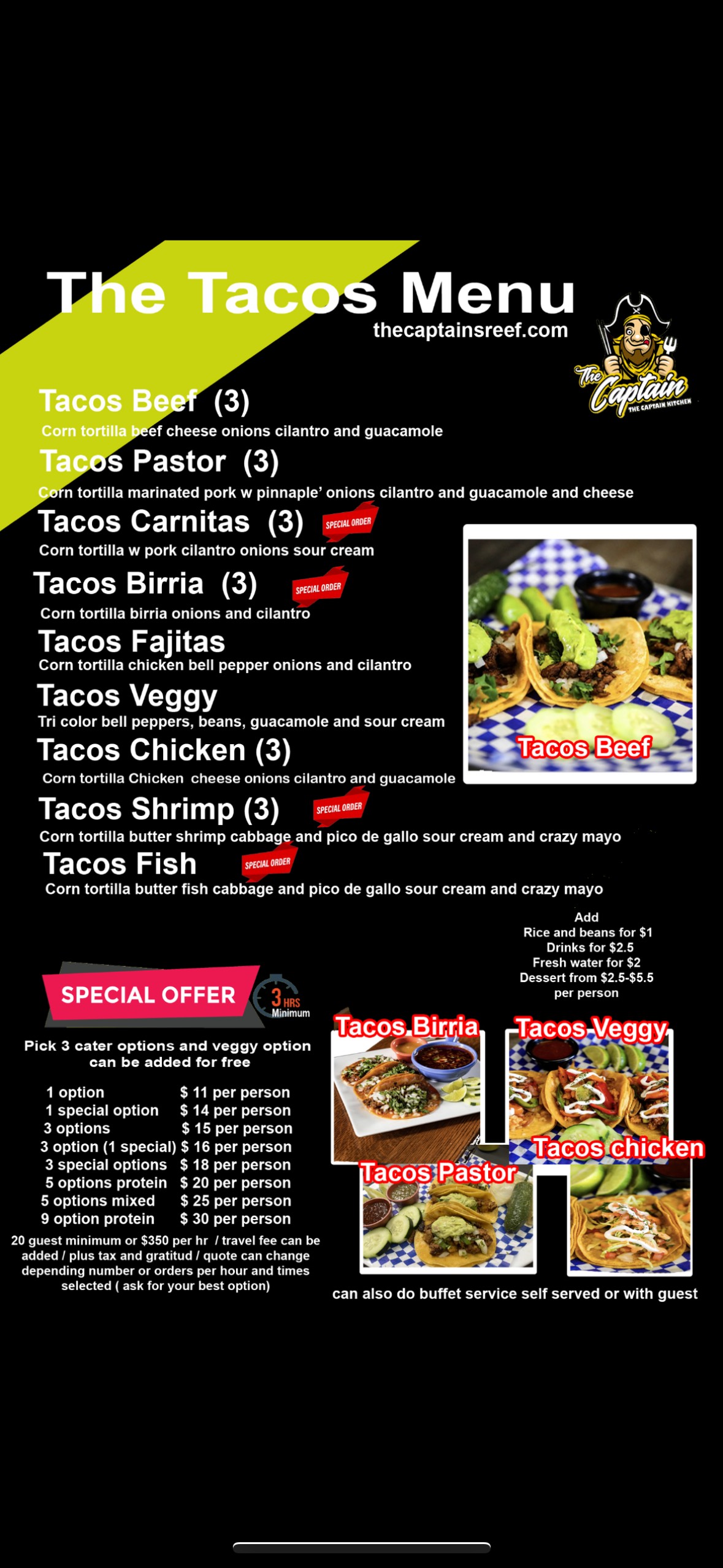 Menus – The Captain Sushi and Tacos